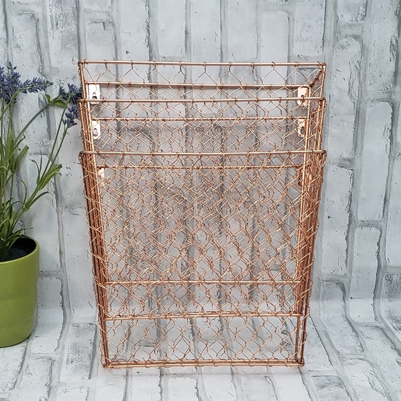 Storage & Organization | Wall Mounted Rose Gold Chicken Wire Mail ...